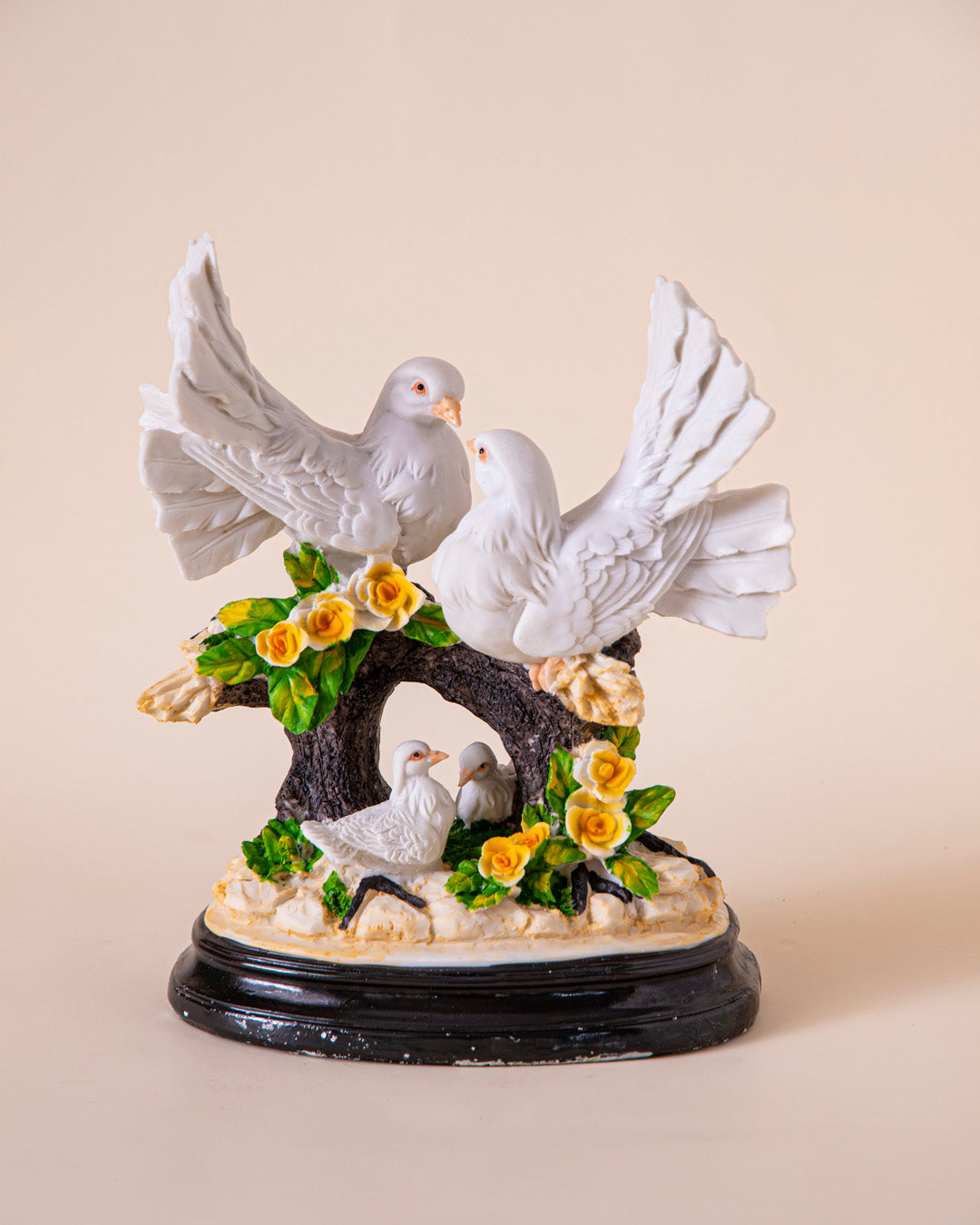 'Lovebirds in Bloom' Decorative Doves Family Figurine