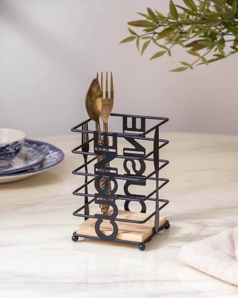 'Cuisine' Square Cutlery Stand - The Decor Kart