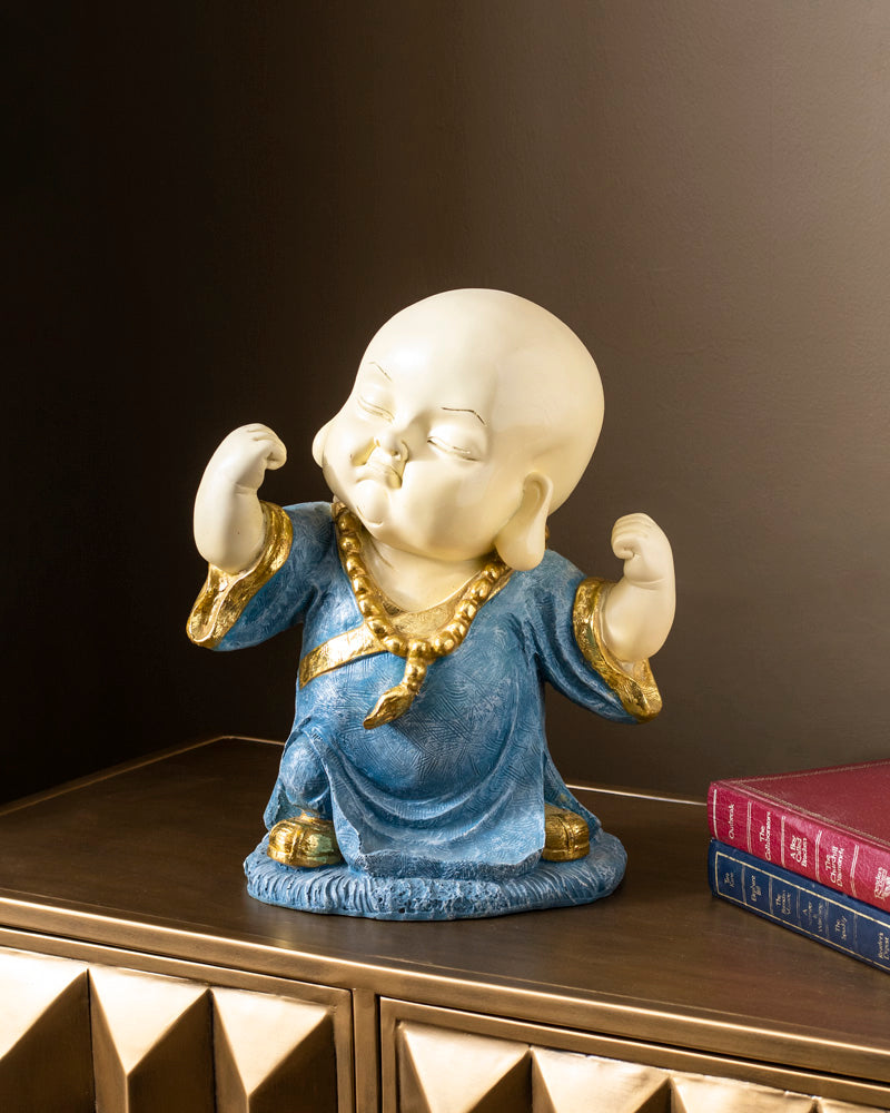 Playful Baby Buddha Sculpture - Blue