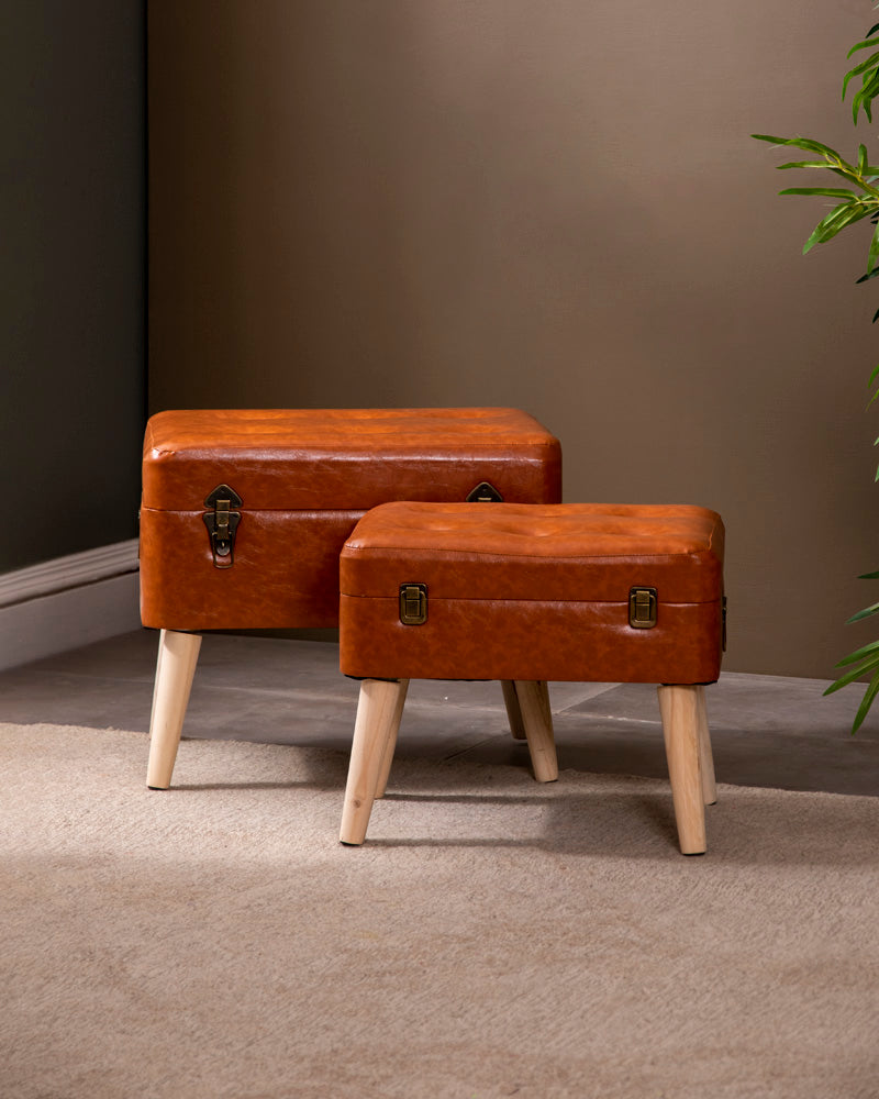 'Orange Cube' Storage & Sitting Settees - Set of 2