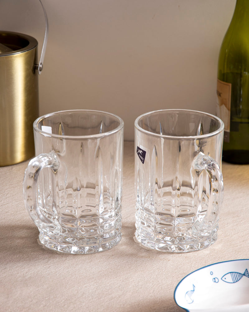 Chiseled Brilliance Clear Glass Mug - Set of 2