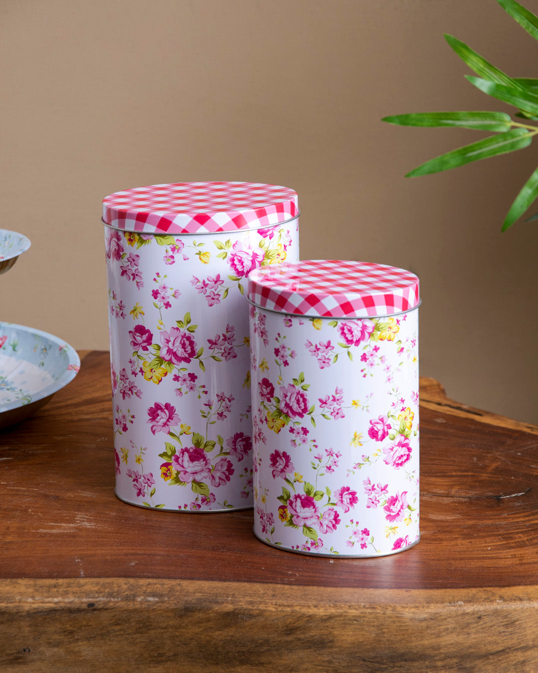 Floral Charm Storage Canisters - Set Of 2