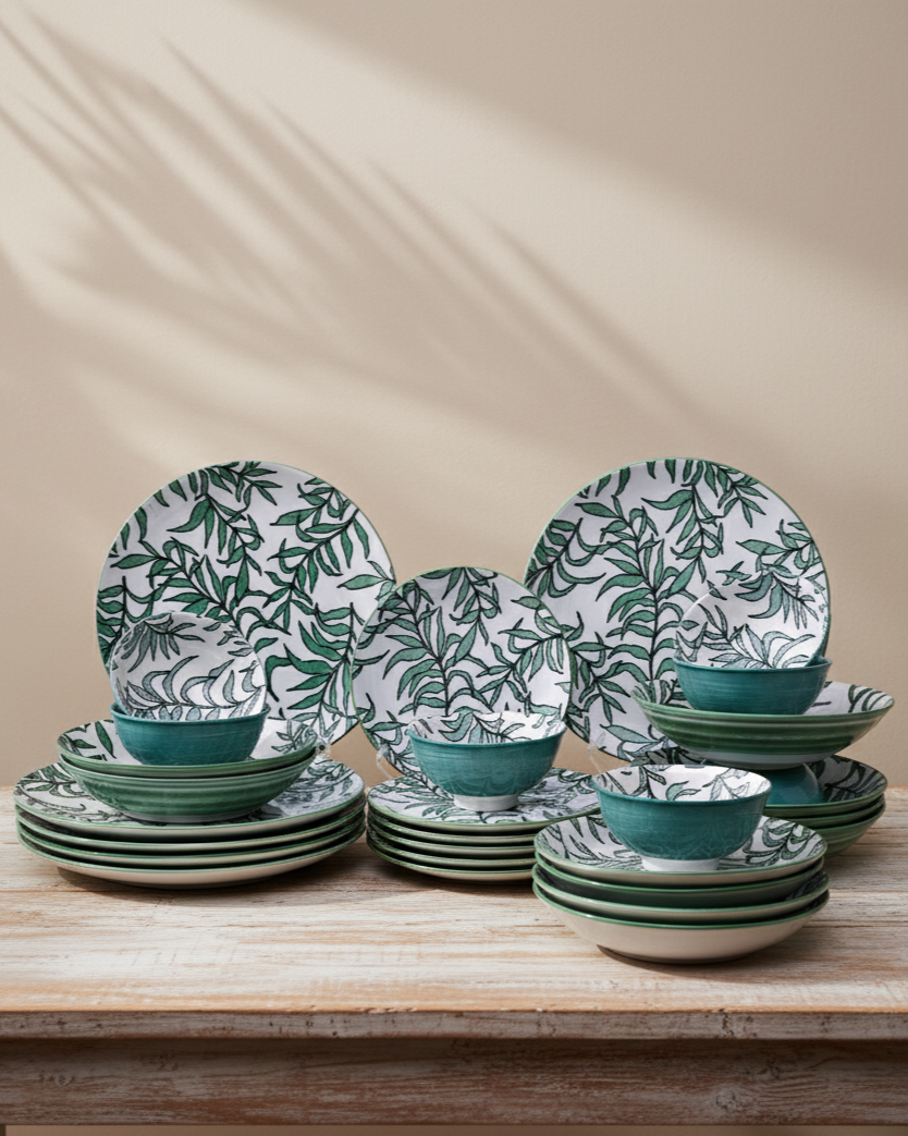Verdant Leaf Harmony Dinner Set - 24 Piece